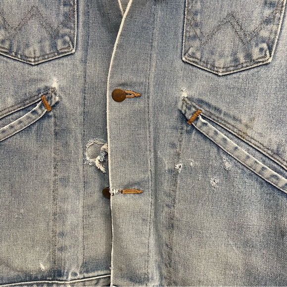 Wrangler | Jackets & Coats | 97s Rare Wangler Distress Denim Jacket Szs ...